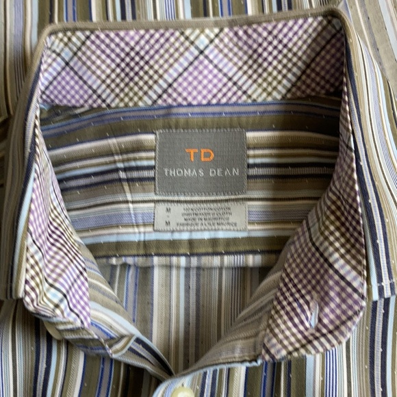 Thomas Dean | Shirts | Thomas Dean Striped Shirt With Contrasting Cuffs ...